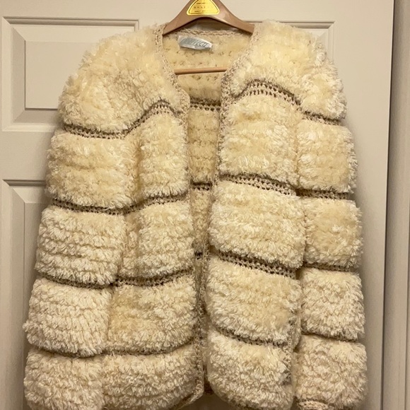 Jackets & Coats | Off White Short Jacket With Fluffy Material And Tan ...